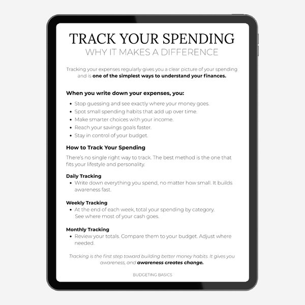Track Your Spending | FREE Downloadable Worksheet – Budgeting Basics